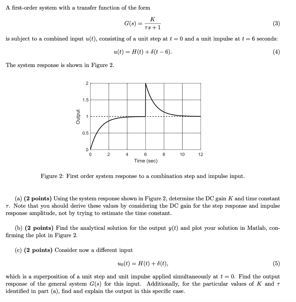 Solved A first-order system with a transfer function of the | Chegg.com