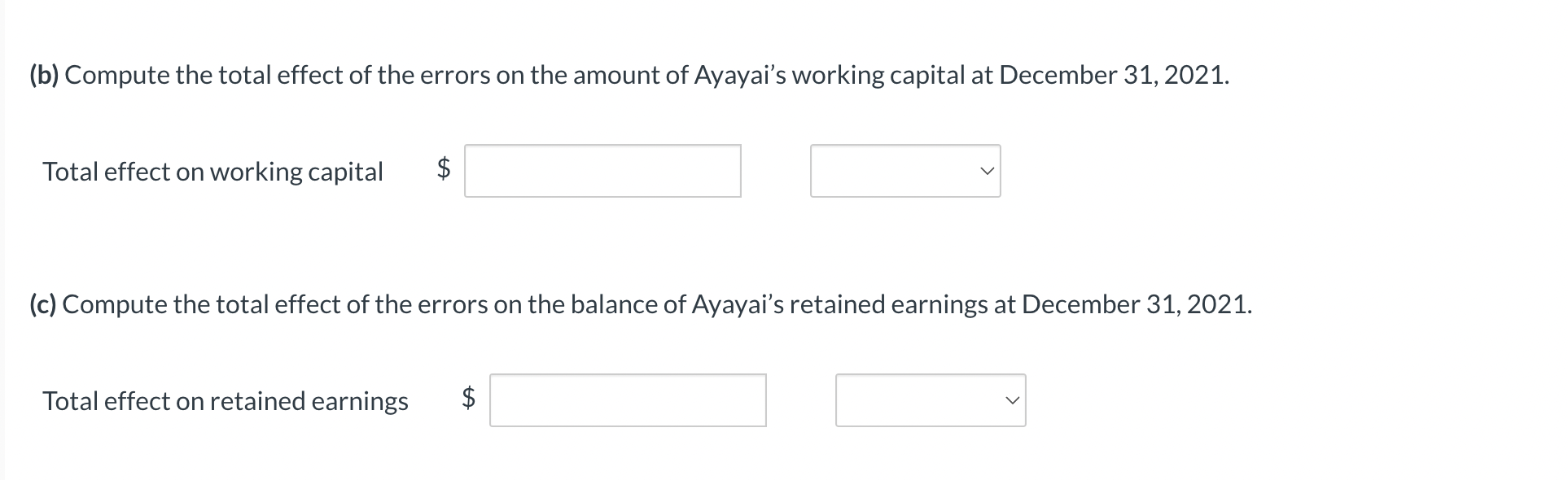 Solved Ayayai Tool Company's December 31 year-end financial | Chegg.com