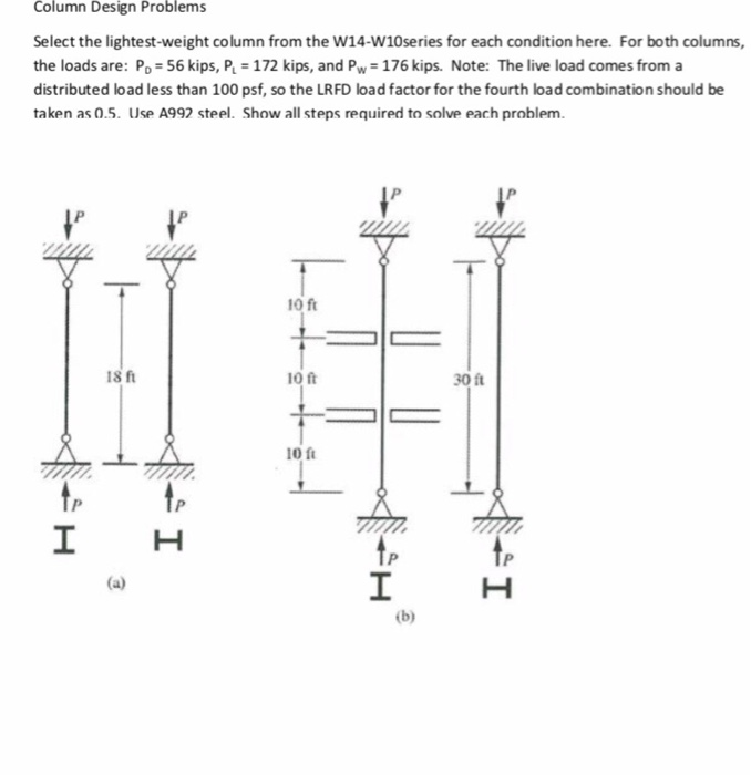 Column Design Problems Select the lightest-weight | Chegg.com