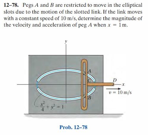 Solved 12-78. Pegs A and B are restricted to move in the | Chegg.com