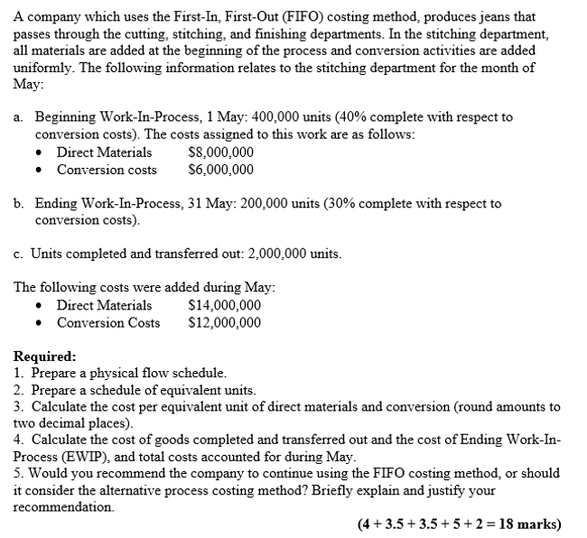 Solved A company which uses the First-In, First-Out (FIFO) | Chegg.com