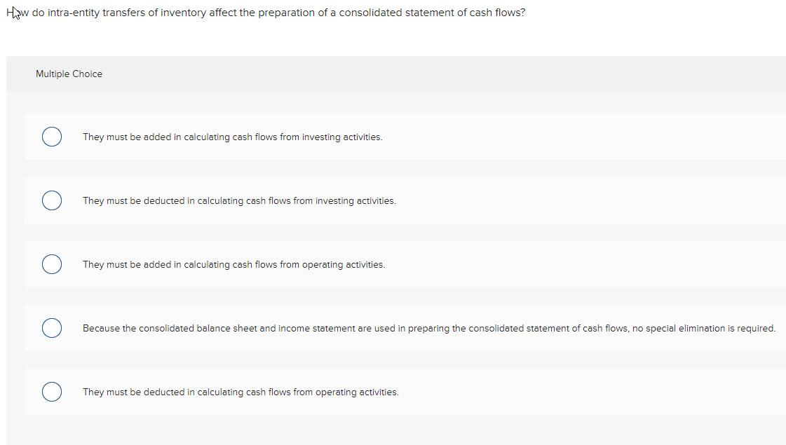 Solved How do intra-entity transfers of inventory affect the | Chegg.com