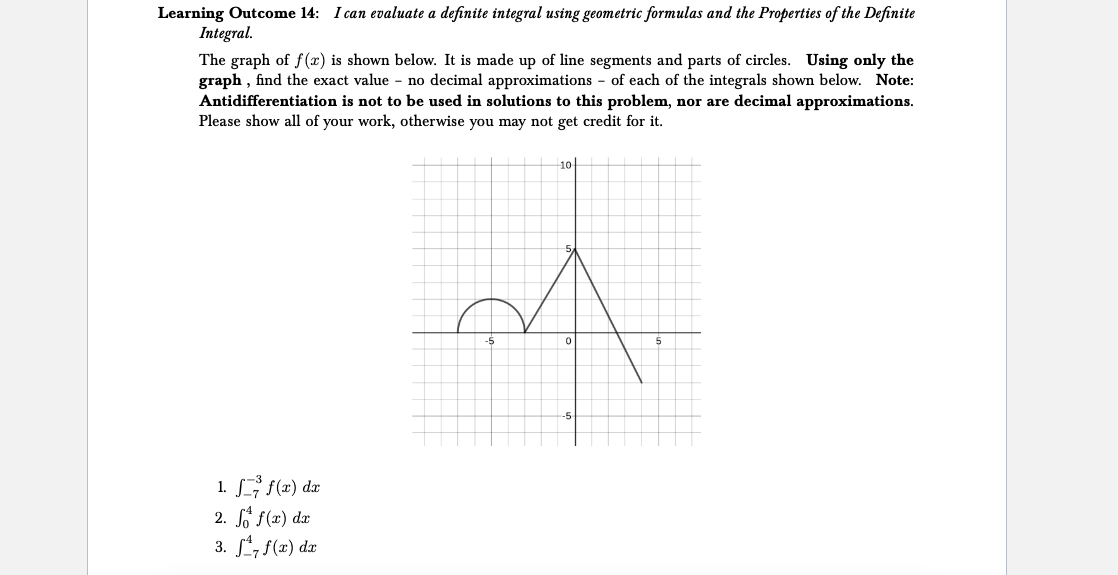 Solved Learning Outcome 14: I can evaluate a definite | Chegg.com