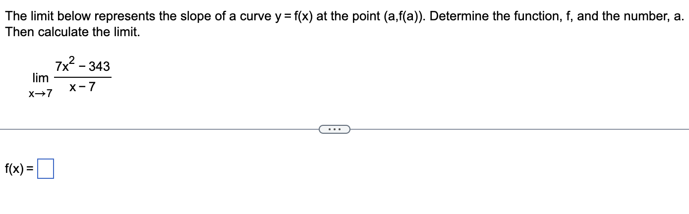 Solved The limit below represents the slope of a curve | Chegg.com