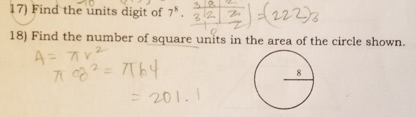 Solved ,??4022) 17) Find the units digit of 7 18) Find the | Chegg.com