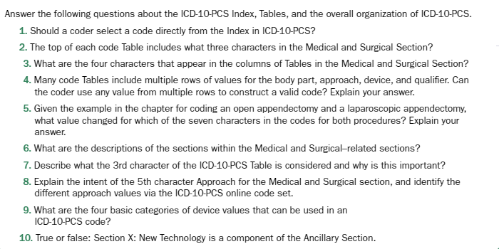 Solved Answer the following questions about the ICD-10-PCS | Chegg.com