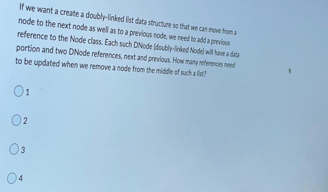 Solved If we want a create a doubly-linked list data | Chegg.com