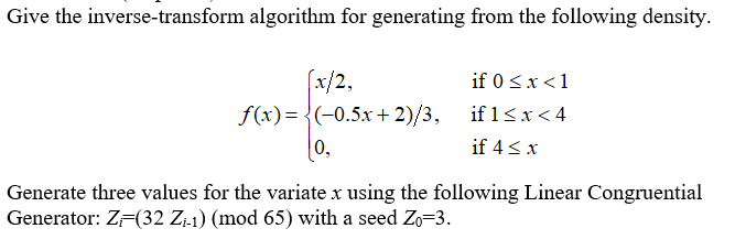 Solved Give the inverse-transform algorithm for generating | Chegg.com