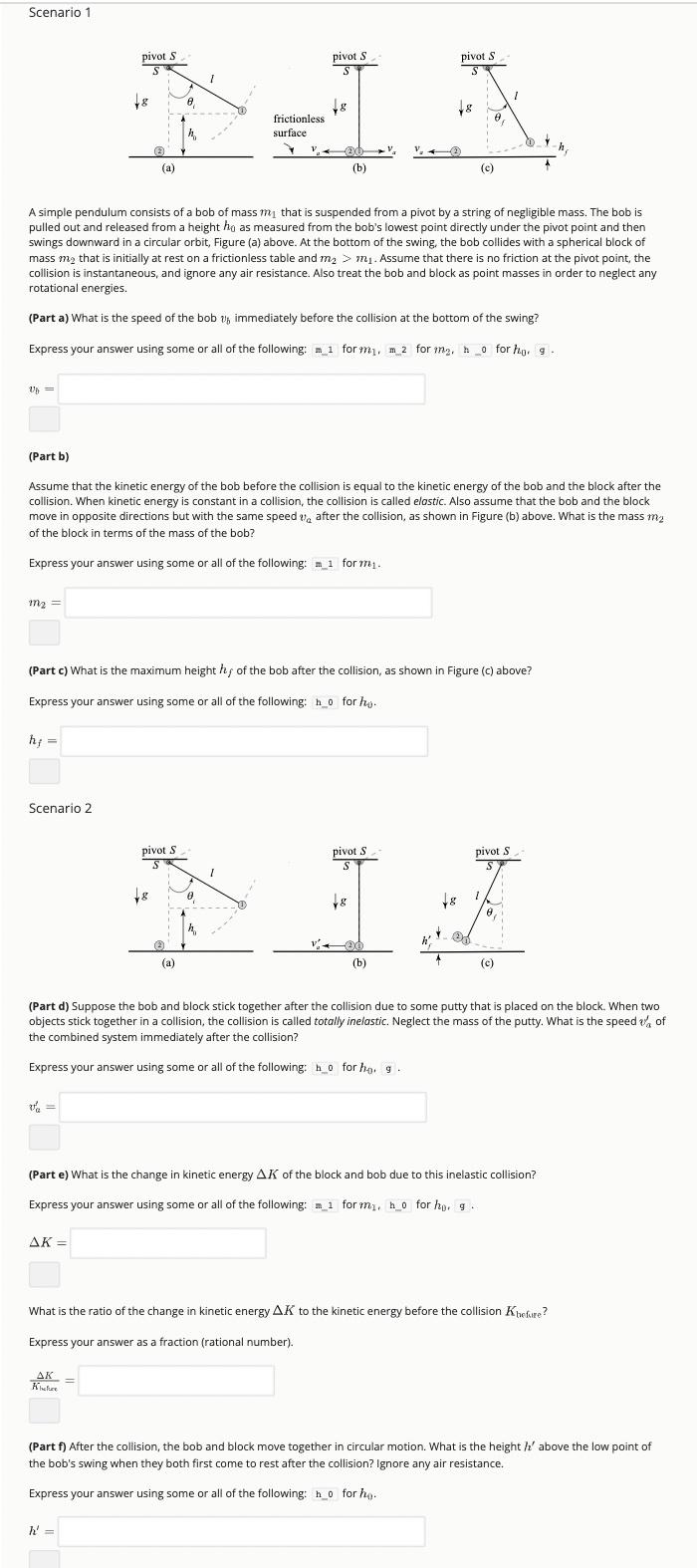 Solved A simple pendulum consists of a bob of mass m1 that | Chegg.com