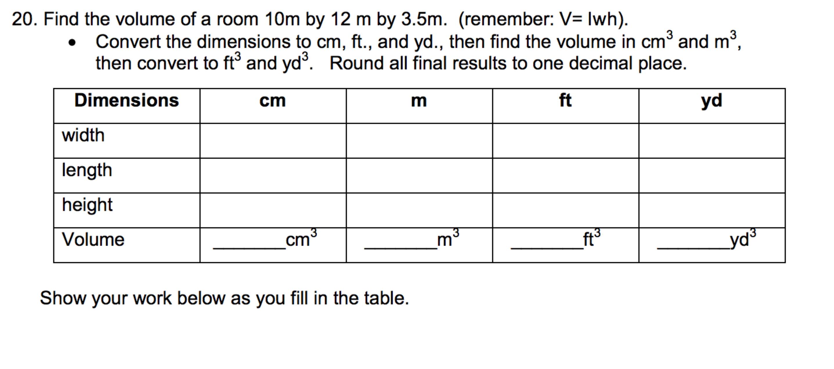 Solved Find the volume of a room 10m by 12 ﻿m by | Chegg.com