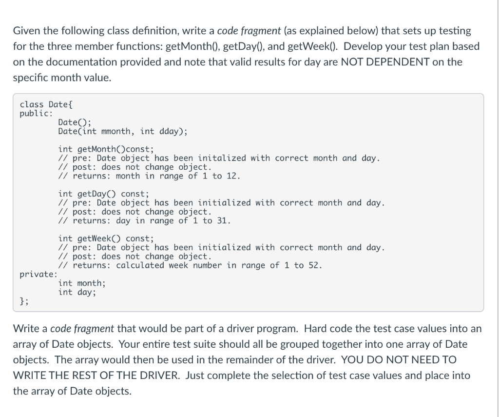 Solved Given the following class definition, write a code | Chegg.com