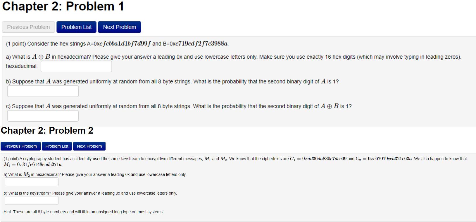 Solved (1 point) Consider the hex strings | Chegg.com