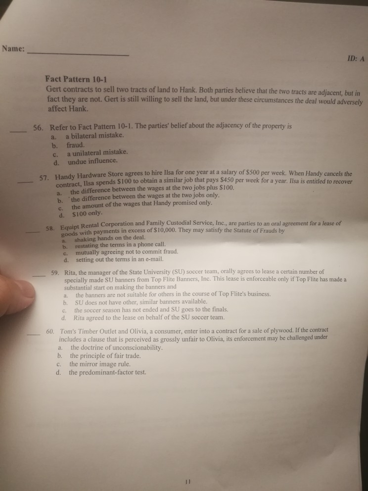 Solved Name: ID: A Fact Pattern 10-1 Gert contracts to sell | Chegg.com
