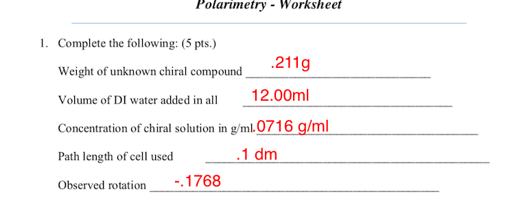 Solved Polarimetry - Worksheet 1. Complete the following: (5 | Chegg.com