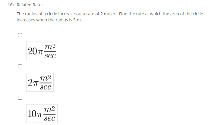 Solved 16) Related Rates The radius of a circle increases at | Chegg.com