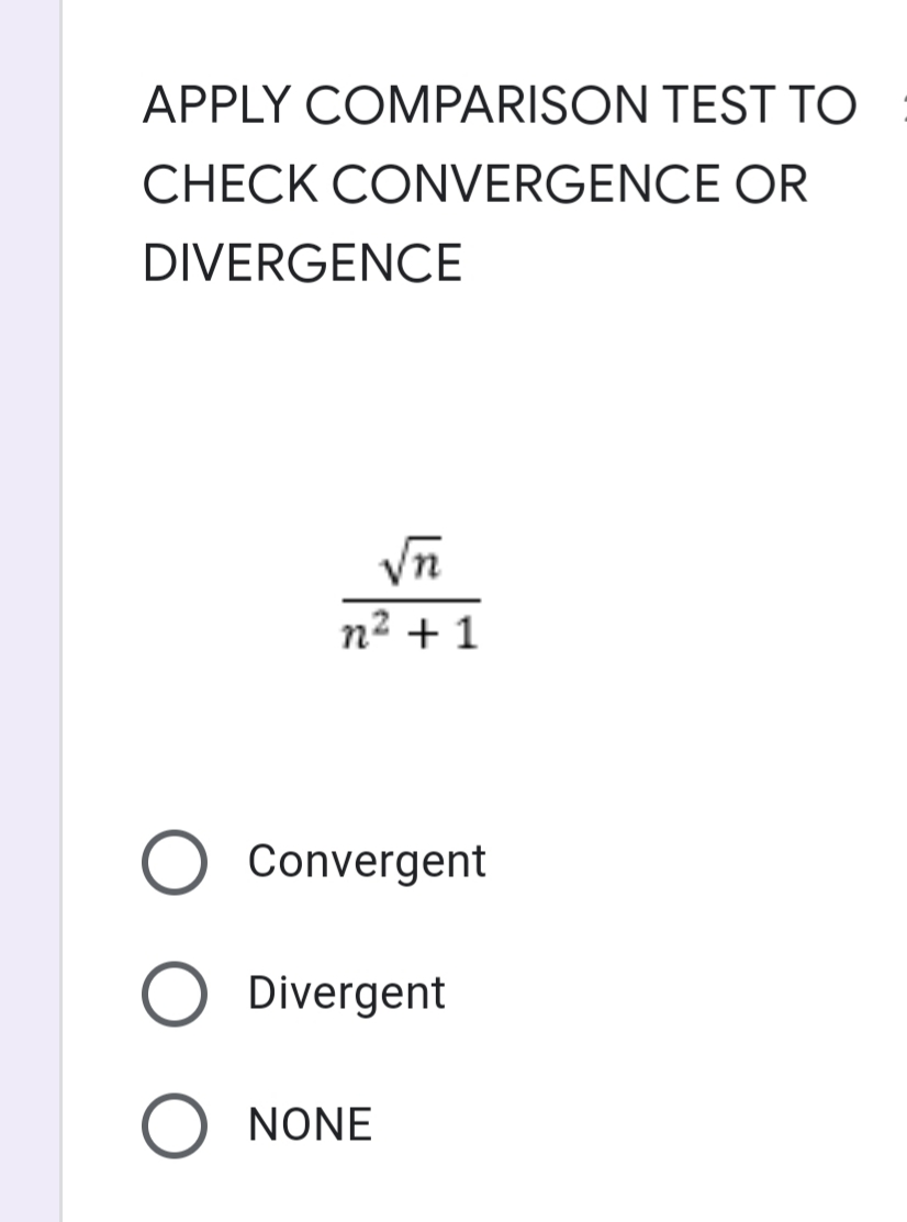 Solved APPLY COMPARISON TEST TO CHECK CONVERGENCE OR | Chegg.com