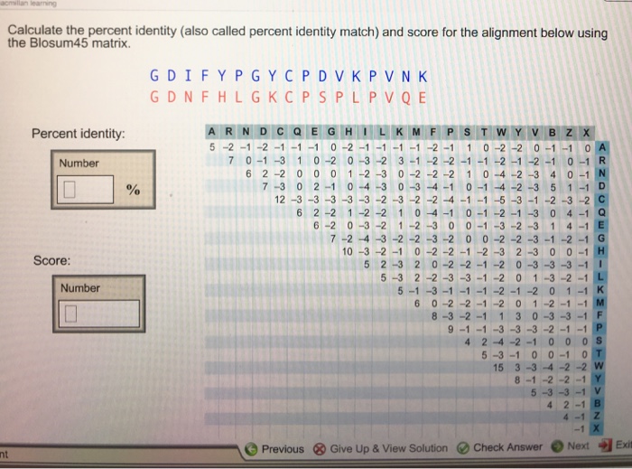 Solved Calculate the percent identity (also called percent | Chegg.com