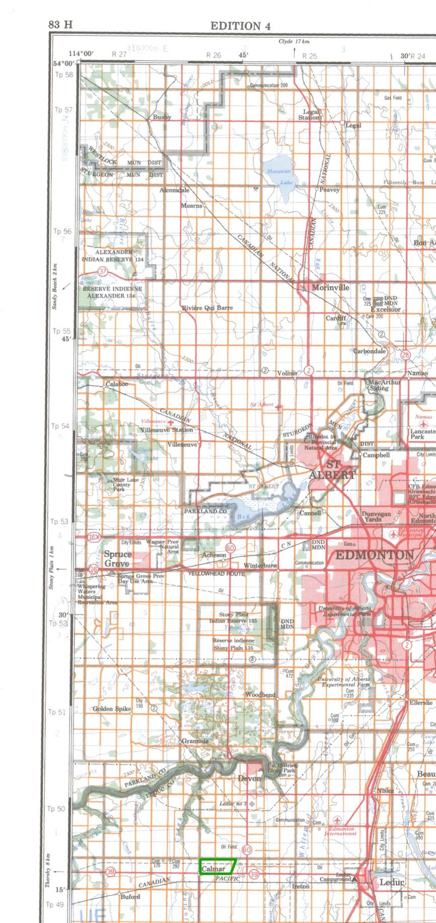 Solved Using the NTS map sheet for Edmonton, answer the | Chegg.com