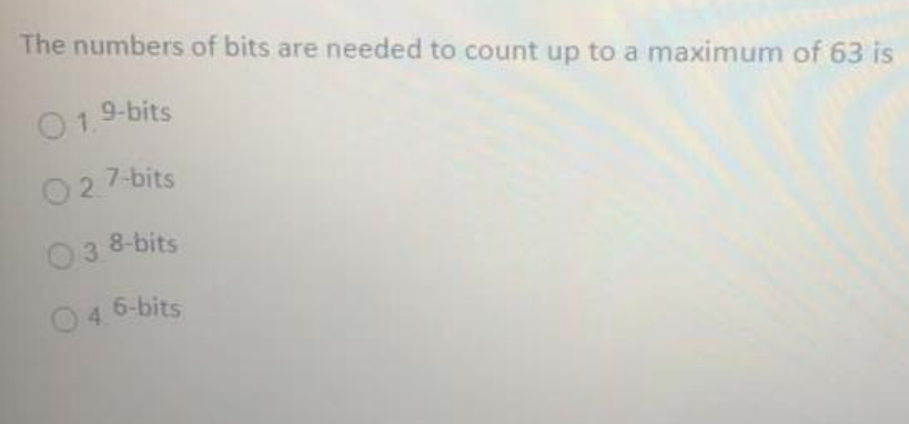 Solved The numbers of bits are needed to count up to a | Chegg.com