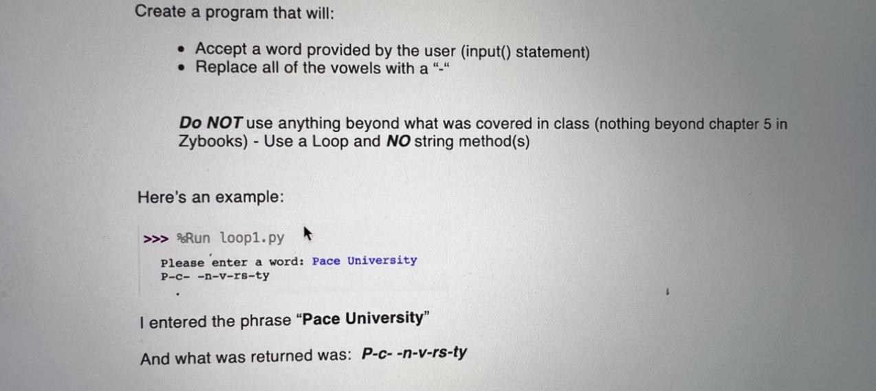 Solved Create a program that will: • Accept a word provided | Chegg.com