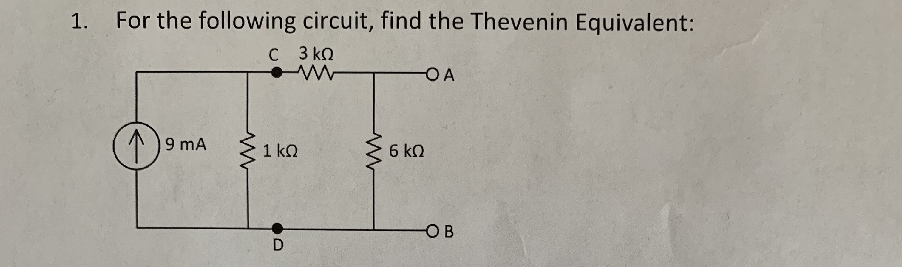 Solved 1. For the following circuit, find the Thevenin | Chegg.com