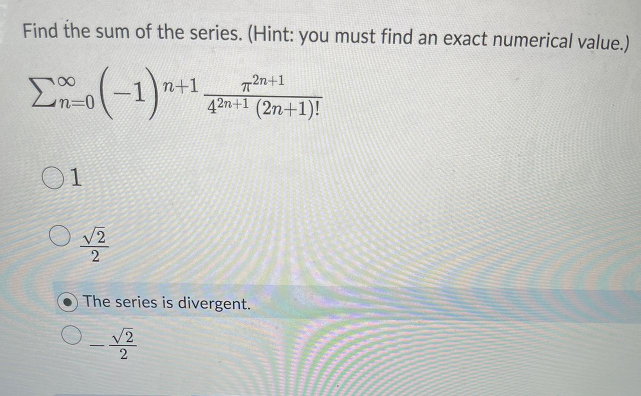 Solved Find the sum of the series. (Hint: you must find an | Chegg.com