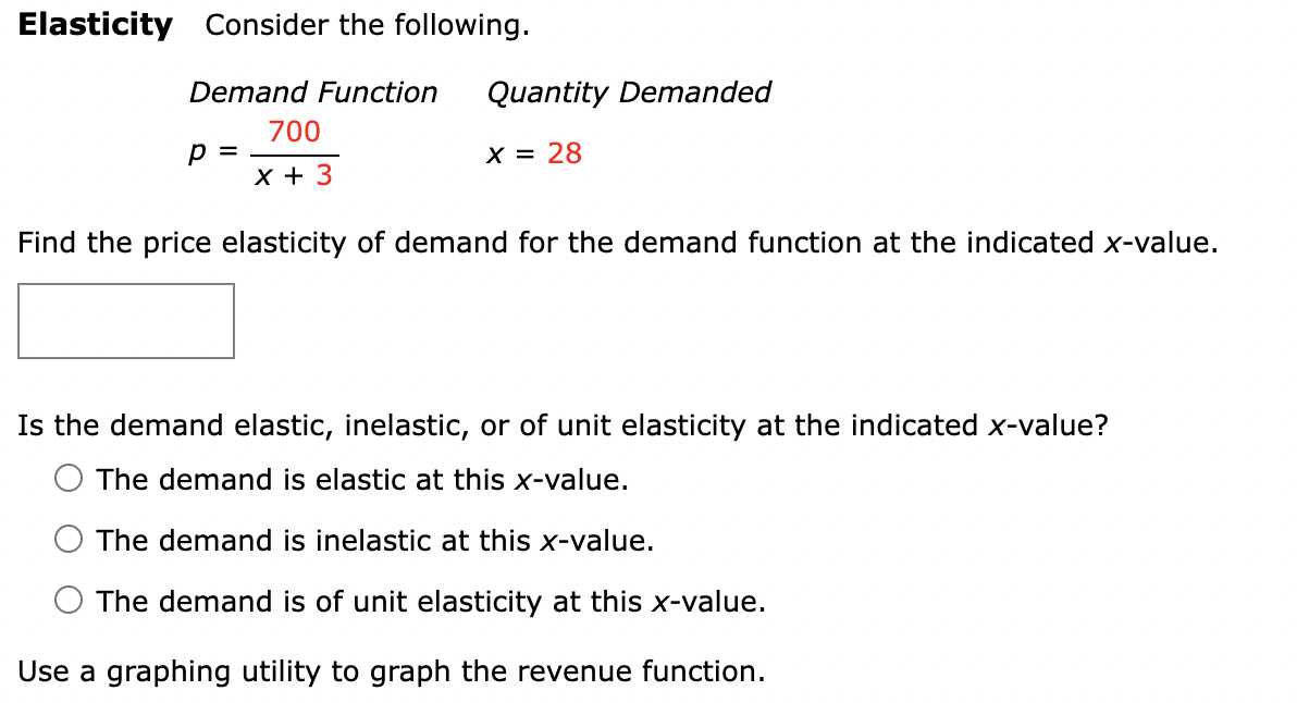 Solved Elasticity Consider the following. Quantity Demanded | Chegg.com