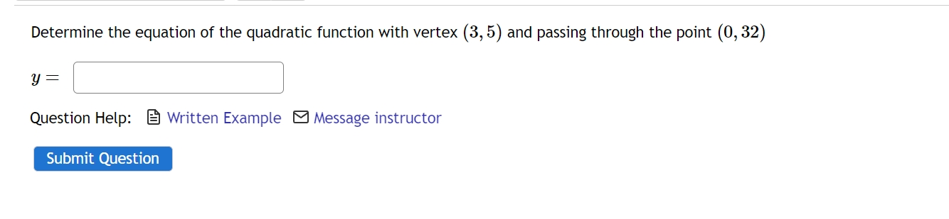 Solved Determine the equation of the quadratic function with | Chegg.com