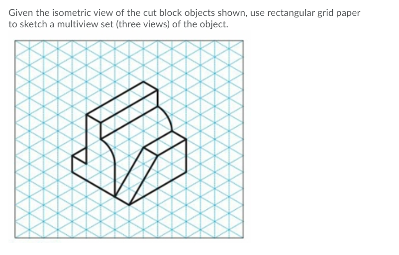 Solved Given the isometric view of the cut block objects | Chegg.com