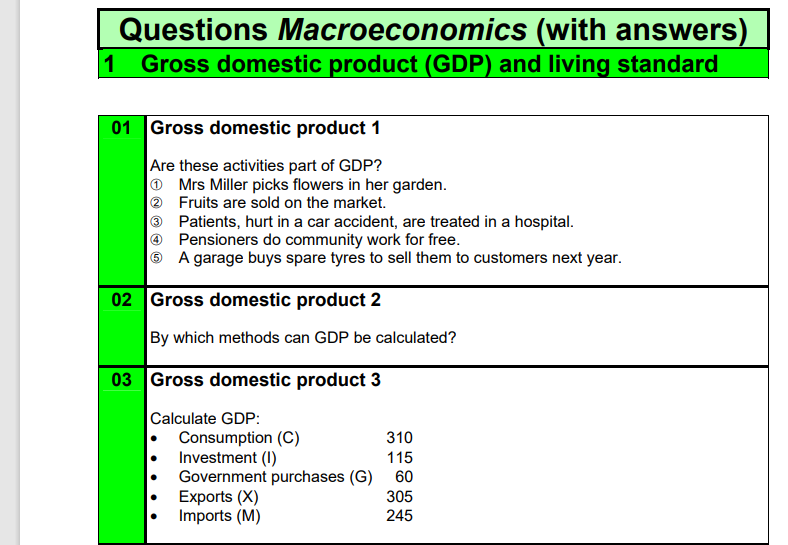 Solved Questions Macroeconomics (with answers) | Chegg.com