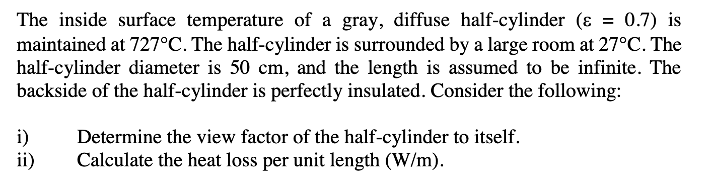 Solved The inside surface temperature of a gray, diffuse | Chegg.com