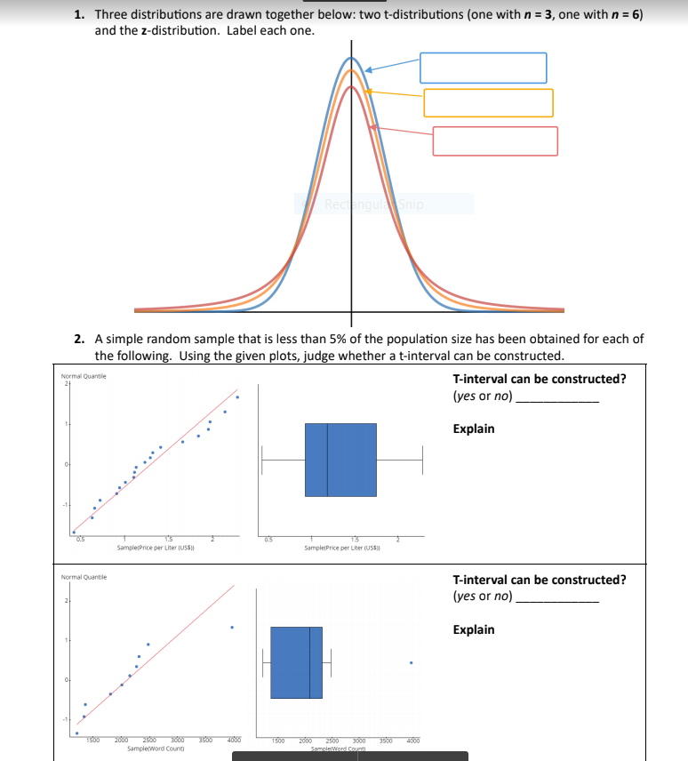 Solved 1. Three distributions are drawn together below: two | Chegg.com