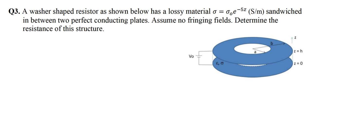 Solved Q3. A washer shaped resistor as shown below has a | Chegg.com
