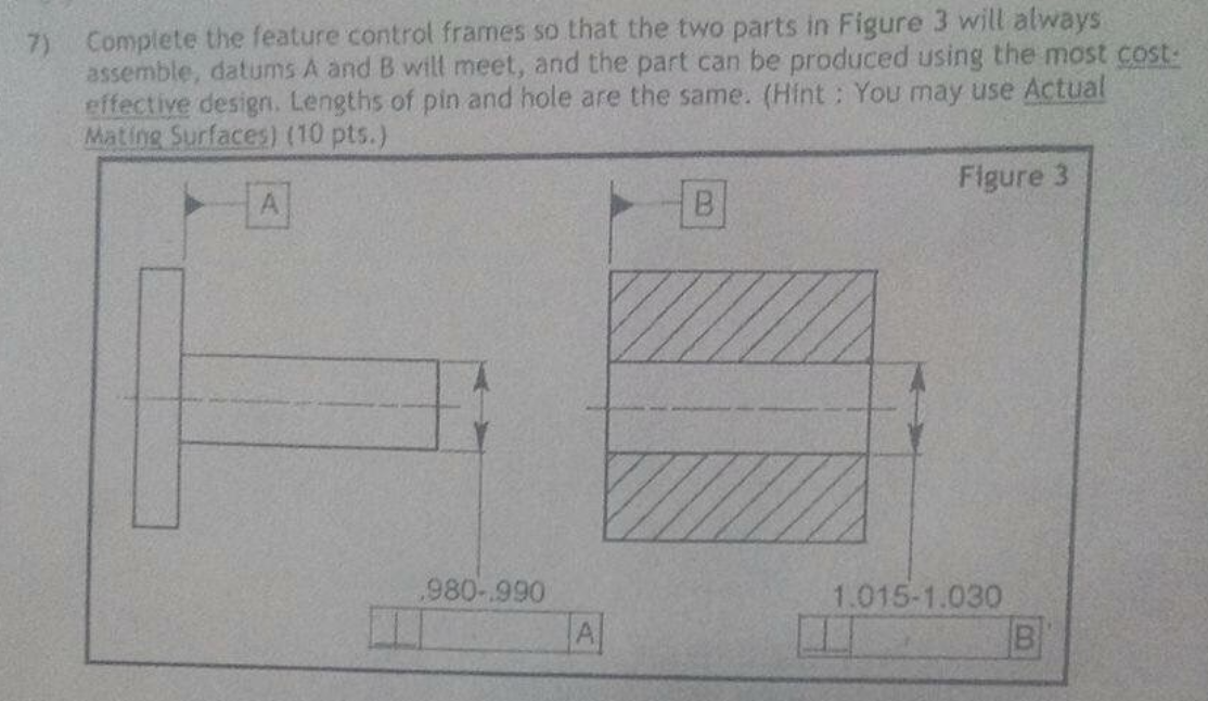 Solved 7) Complete the feature control frames so that the | Chegg.com