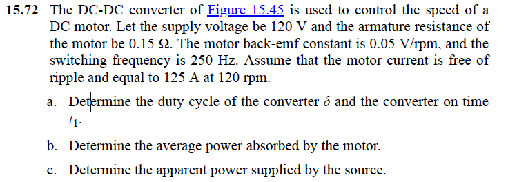 Solved 5.72 The DC-DC converter of Figure 15.45 is used to | Chegg.com