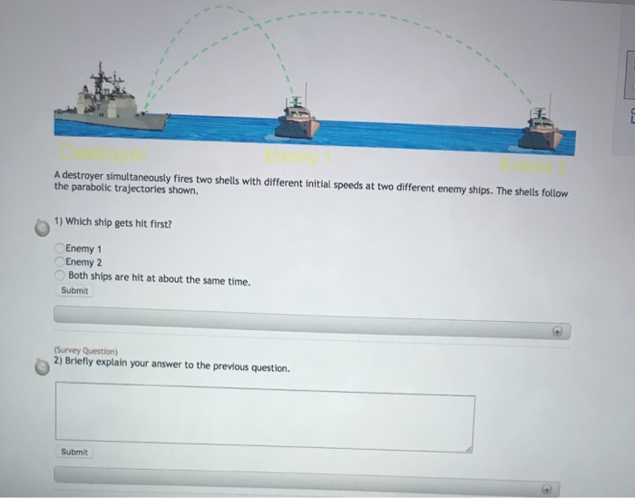 Solved Enemy 1 Enemy 2 Destroyer A destroyer simultaneously | Chegg.com