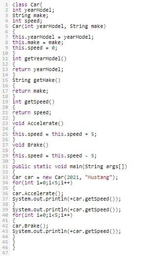Solved le 1 class Cart 2 int yearModel; 3 String make; 4 int | Chegg.com