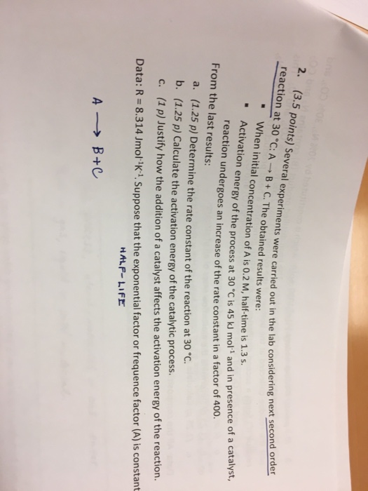 Solved Several experiments were carried out in the lab | Chegg.com