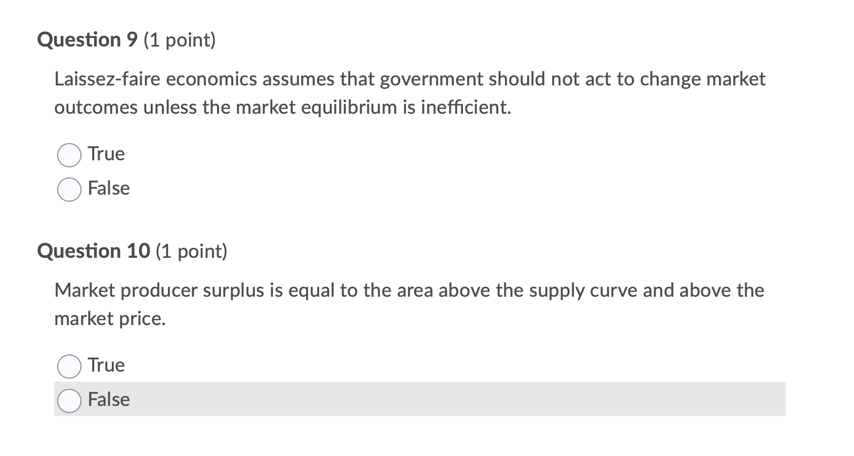 Solved Question 9 (1 point) Laissez-faire economics assumes | Chegg.com