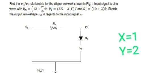 Solved Find the 𝑣0/𝑣𝑖 relationship for the clipper | Chegg.com