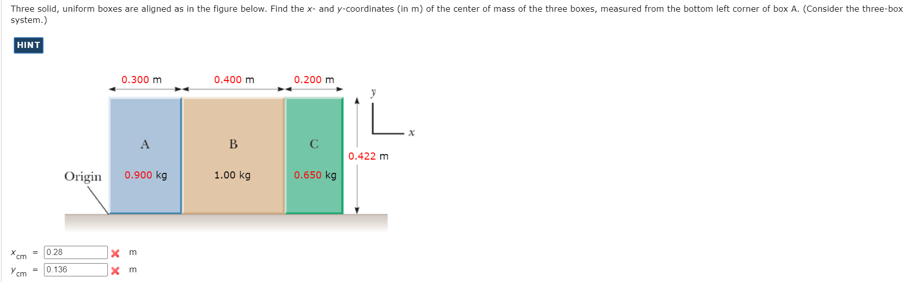 Solved Three solid, uniform boxes are aligned as in the | Chegg.com
