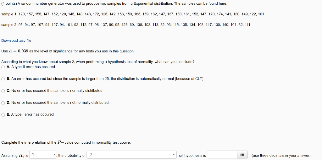 Solved (4 points) A random number generator was used to | Chegg.com