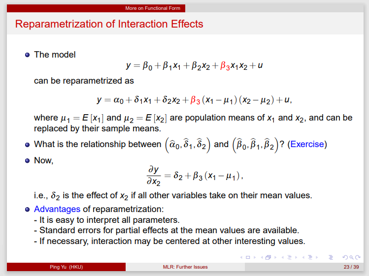 More on Functional Form Reparametrization of | Chegg.com