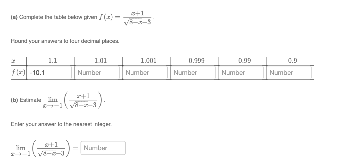 Solved (a) Complete the table below given f (x) = x+1 18-6-3 | Chegg.com