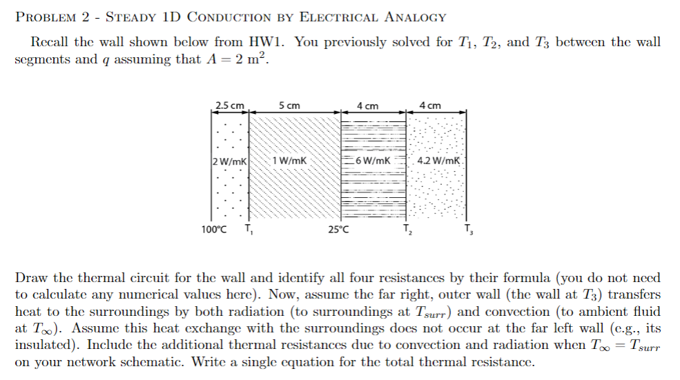 Solved Problem 2 - Steady 1D Conduction by Electrical | Chegg.com