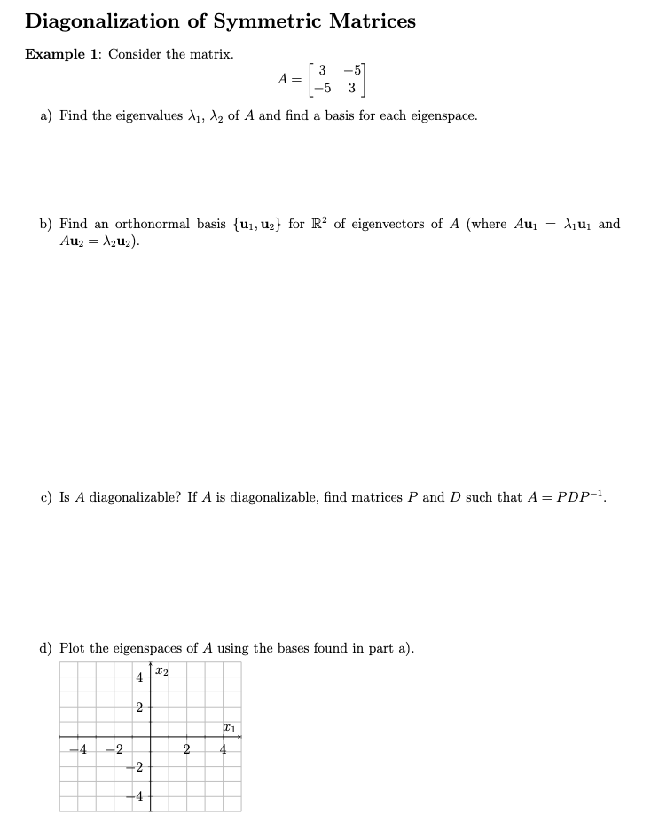 Solved Diagonalization of Symmetric Matrices Example 1: | Chegg.com Solved Diagonalization of Symmetric Matrices Example 1: | Chegg.com