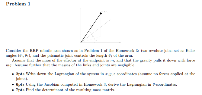 Problem 1 Consider the RRP robotic arm shown as in | Chegg.com