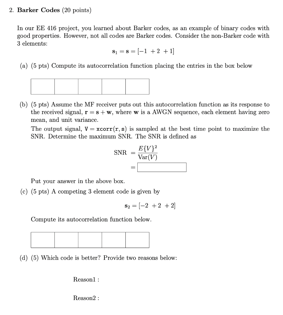 2 Barker Codes 20 Points In Our Ee 416 Project 