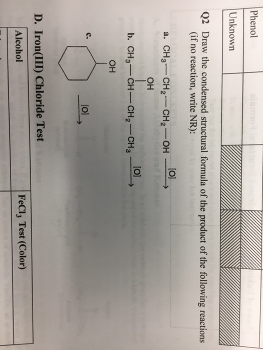 Solved Phenol Unknown Q2 Draw the condensed structural | Chegg.com