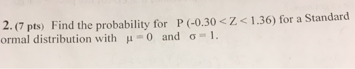 Solved Find the probability for P (-0.30